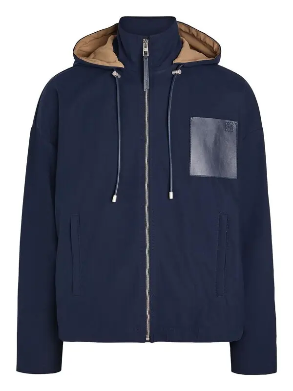 Loewe Anagram Hooded Canvas Jacket - Navy