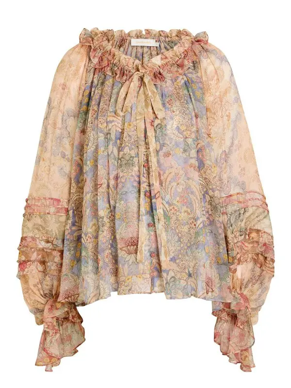 Zimmermann Rebellion Floral-print Silk Blouse - Multicoloured 1