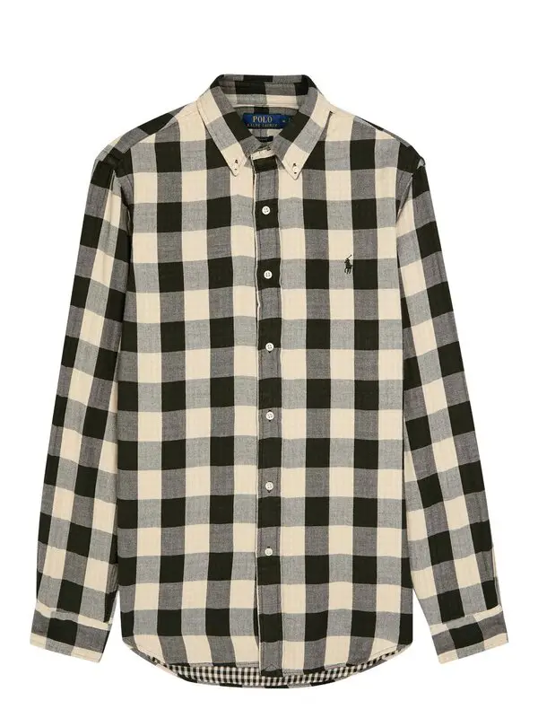 Polo Ralph Lauren Checked Logo-embroidered Flannel Shirt - Black