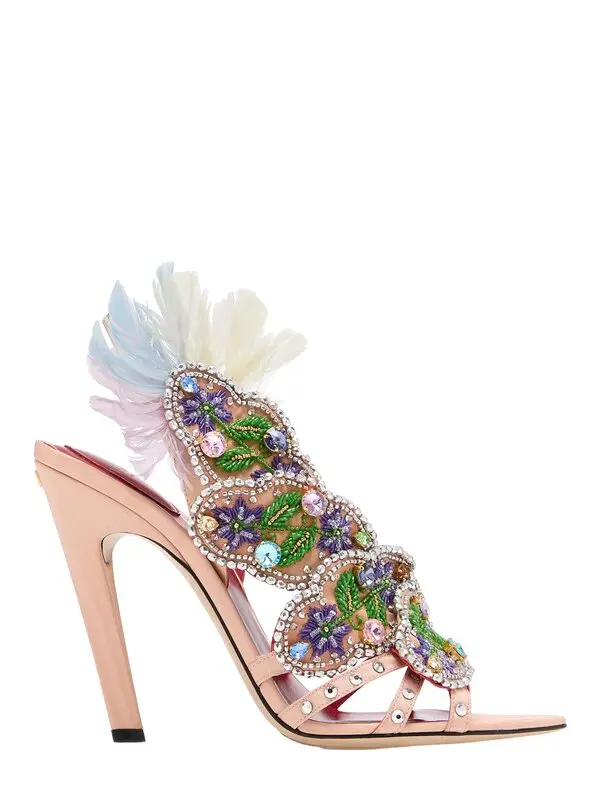 Valentino Garavani Embellished Moiré Heeled Sandals - Multi