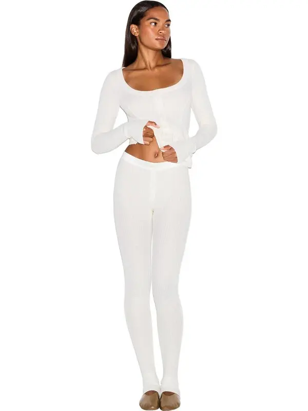 SKIMS Heavy Waffle Button-front Leggings - Ivory