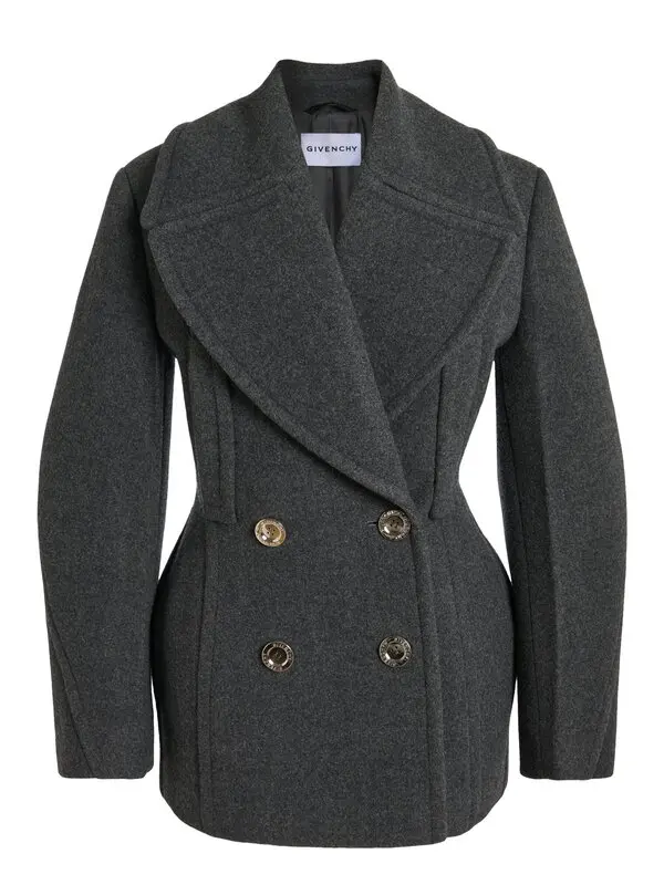 Givenchy Paneled Felted Pea Coat - Multi