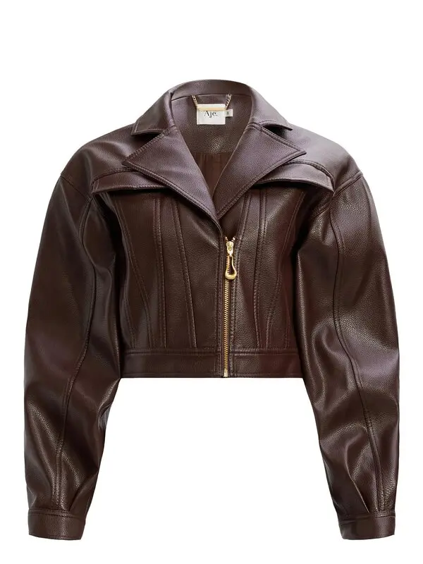Aje Brodie Cropped Jacket - Brown