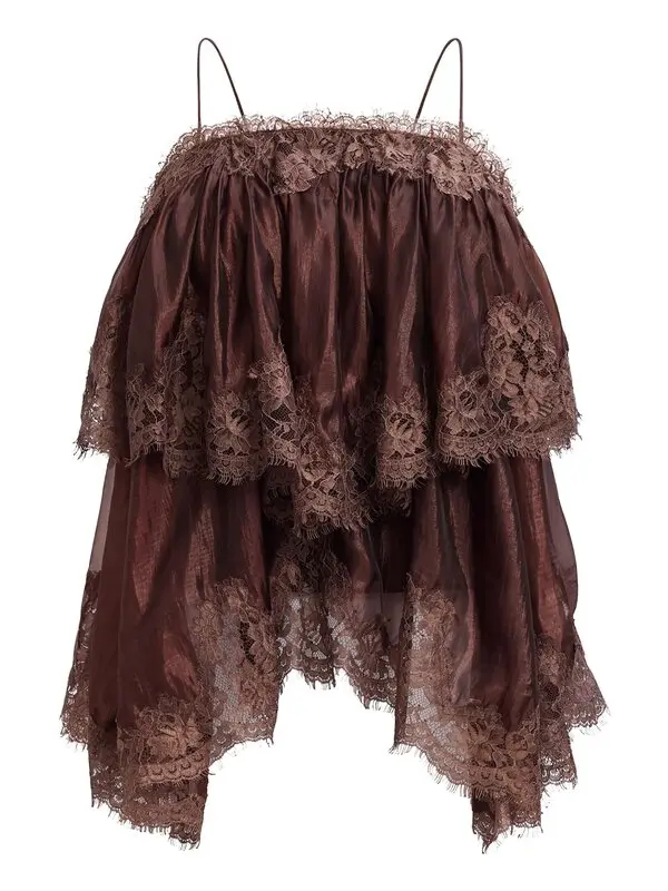 Aje Ophelia Lace-trimmed Cami Top - Brown