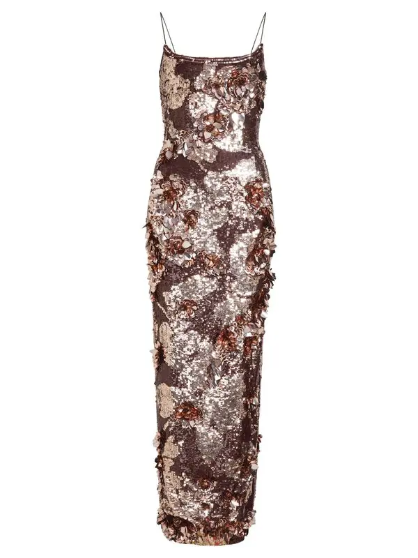 Aje Halo Sequined Midi Dress - Brown