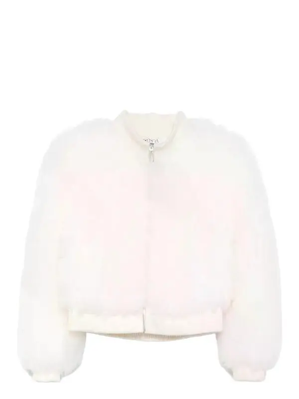 LISKA Goat Fur Bomber Jacket - White