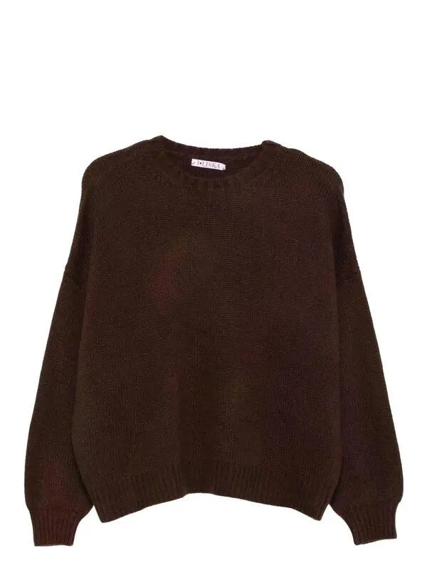 LISKA Crew-neck Knitted Sweater - Brown