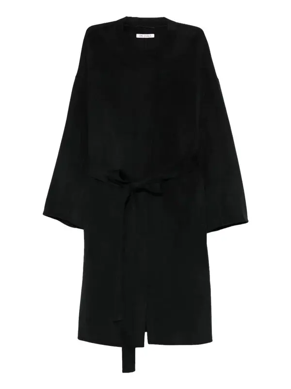 LISKA Belted Wool Coat - Black
