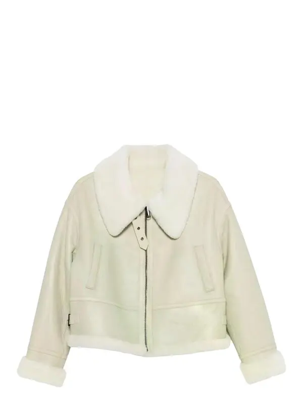 LISKA Shearling Biker Jacket - Green