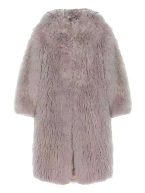 LISKA Single-breasted Cashmere Shearling Coat - Grey