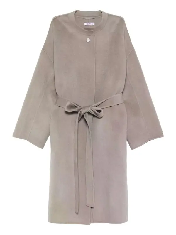 LISKA Belted Cashmere Coat - Grey