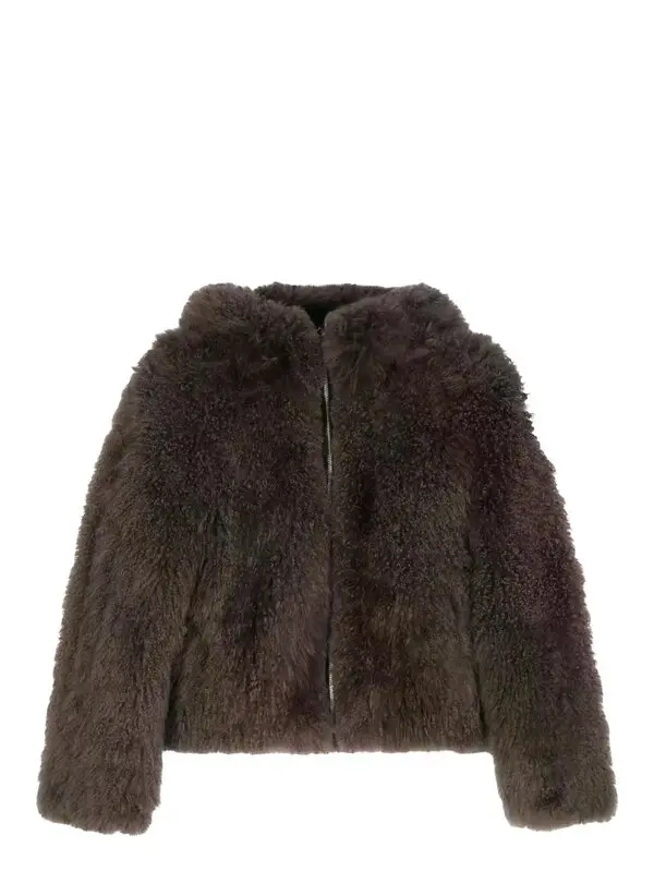 LISKA Fur-design Cashmere Hooded Jacket - Brown