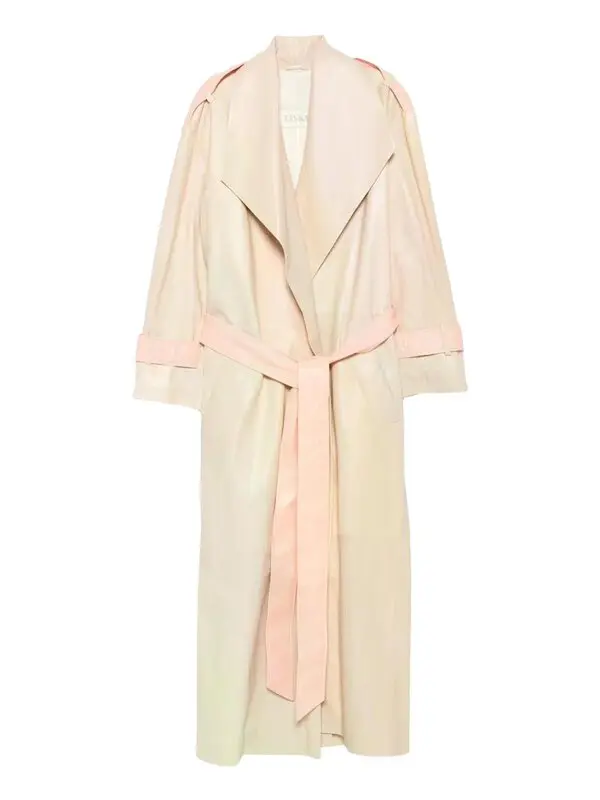 LISKA Belted Leather Trench Coat - Neutrals