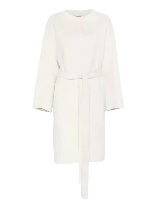 LISKA Belted Mid-length Coat - White