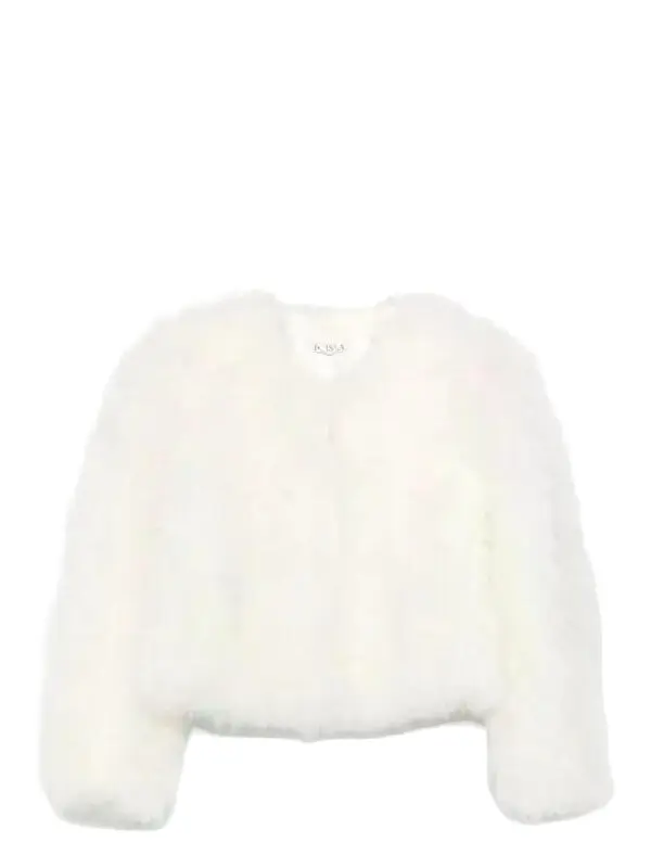 LISKA Cropped Goat-fur Jacket - White