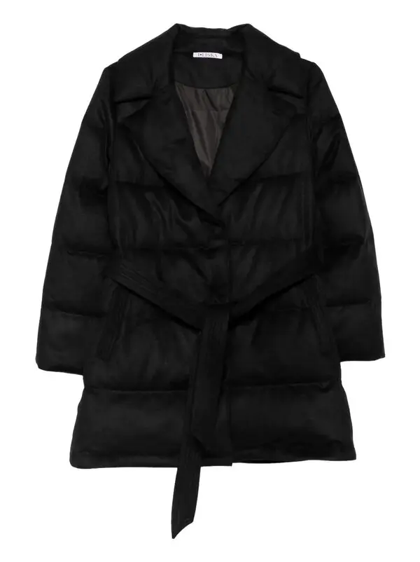 LISKA Belted Quilted Coat - Black