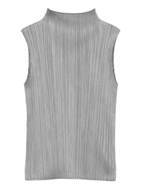 Issey Miyake Pleated Funnel-neck Top - Grey