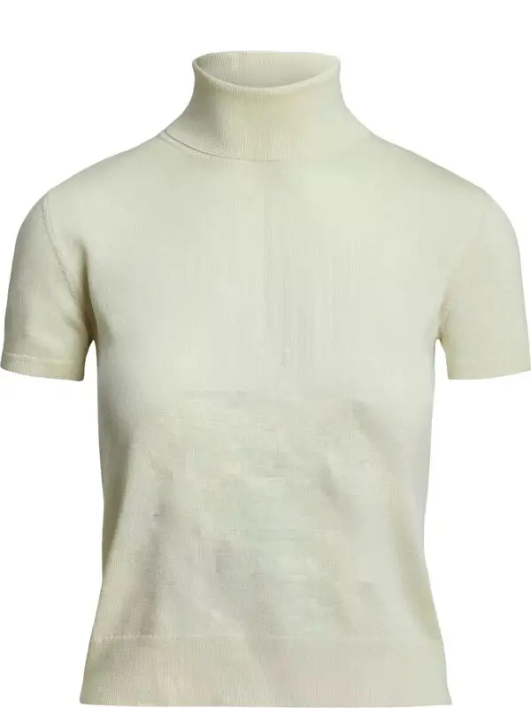 Ralph Lauren Silk Roll Neck Top - Neutrals