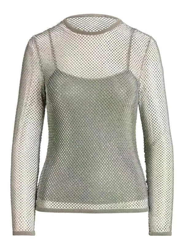 Ralph Lauren Crystal-embellished Long-sleeve Top - Grey
