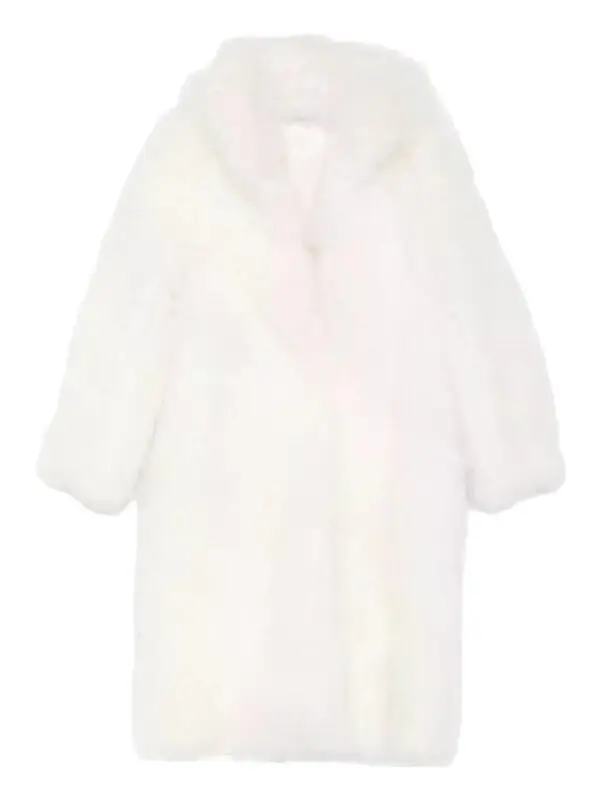 LISKA Hooded Mid-length Coat - White