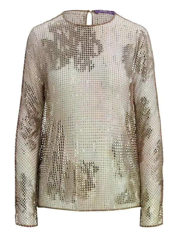 Ralph Lauren Crystal-embellished Long-sleeve Top - Brown