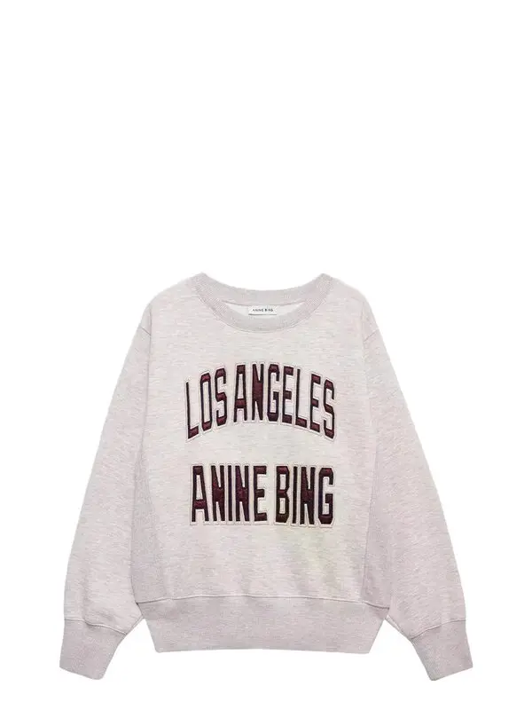 ANINE BING Embroidered Crew-neck Sweatshirt - Grey