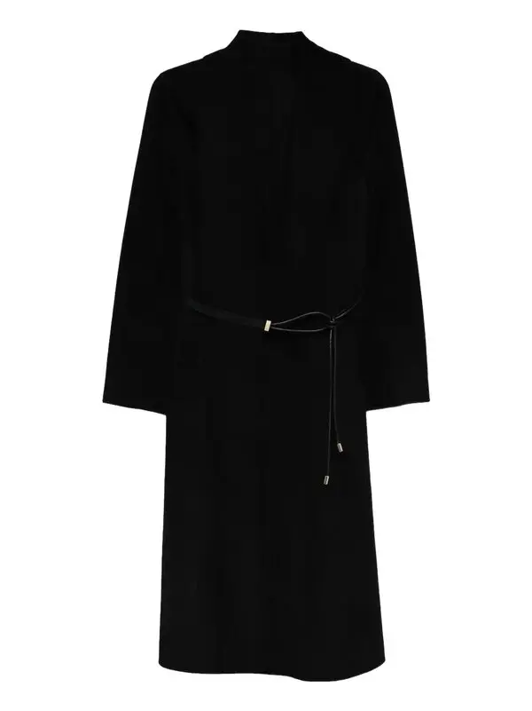 LISKA Belted Long Coat - Black