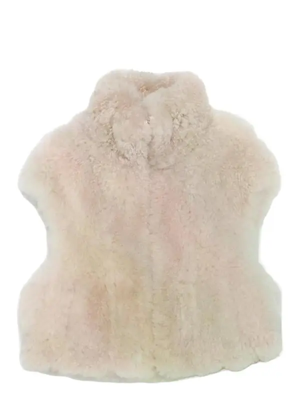 LISKA High-neck Sleeveless Goat Fur Gilet - Neutrals