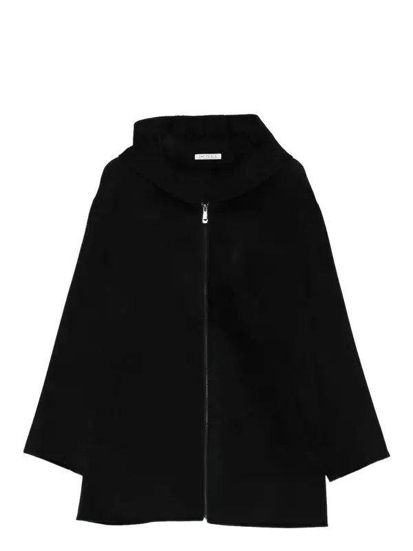 LISKA Hooded Zip-fastening Coat - Black