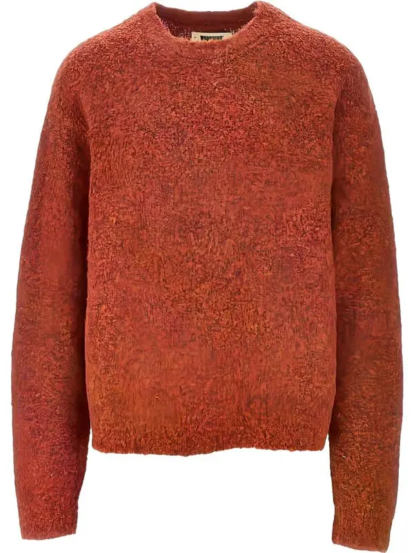 WOODBIRD Crew Neck Textured Knit Sweater - Orange