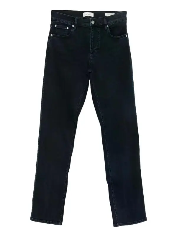 FRAME Buttoned Straight-leg Jeans - Blue
