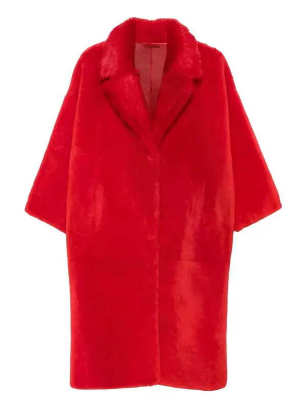 LISKA Fur-collar Coat - Red