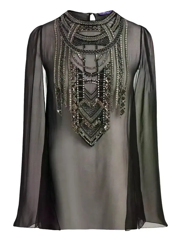 Ralph Lauren Embellished Cape Top - Black