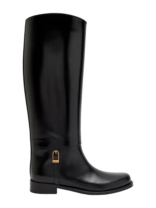 Saint Laurent Julia Glossed-leather Knee-high Boots - Black