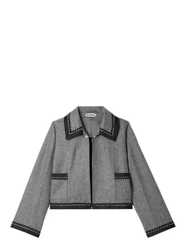 BODE Dovecote Cropped Wool-twill Jacket - Gray