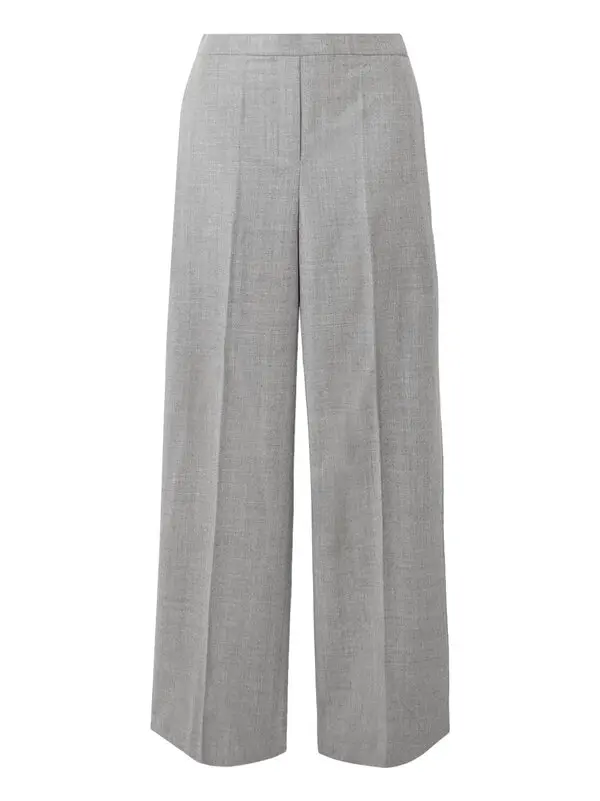 Theory Pleated Wool-flannel Wide-leg Trousers - Gray