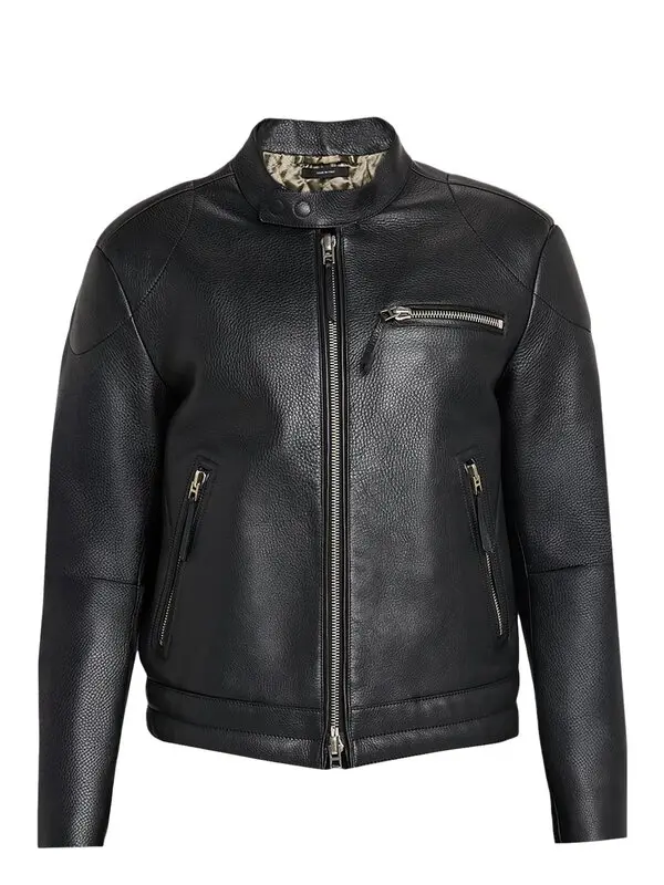 TOM FORD Pebbled Leather Biker Jacket - Black
