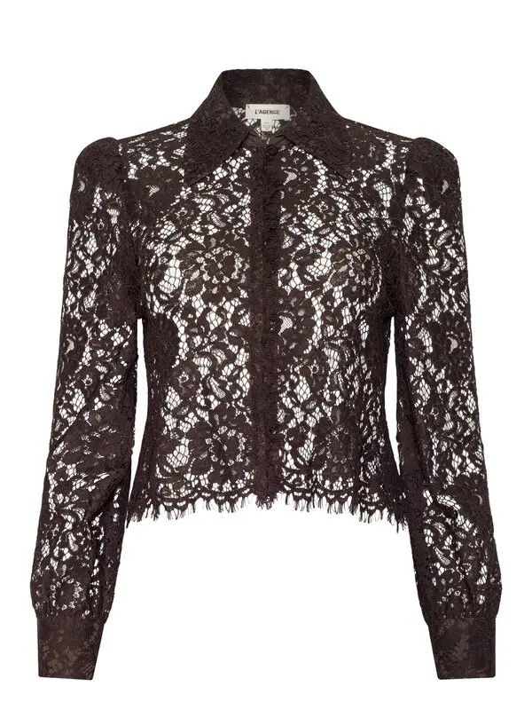 L'Agence Anita Lace Blouse - Dark Brown