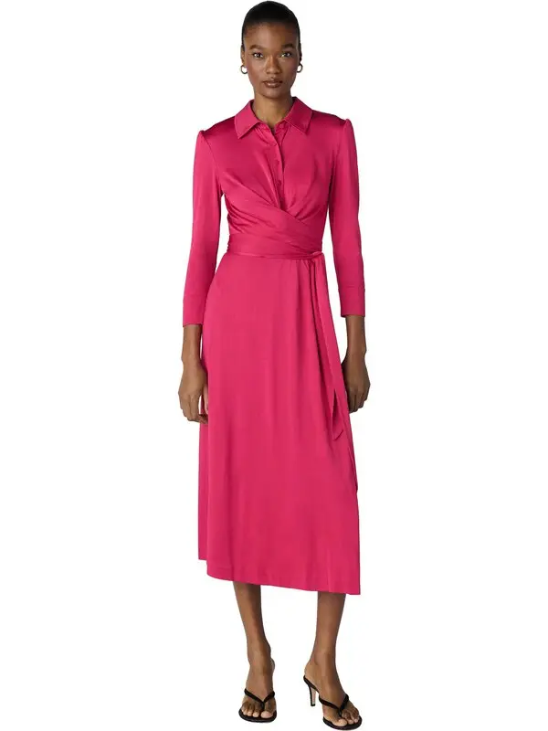 Diane Von Furstenberg Sana Midi Faux Wrap Dress - Beet Pink