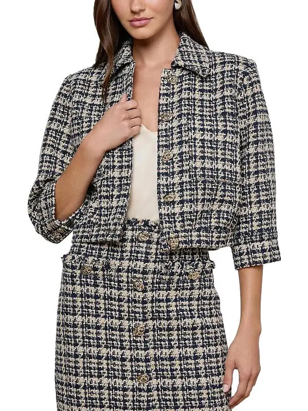 L'Agence Jia Crop Jacket - Mignight Multi Tweed