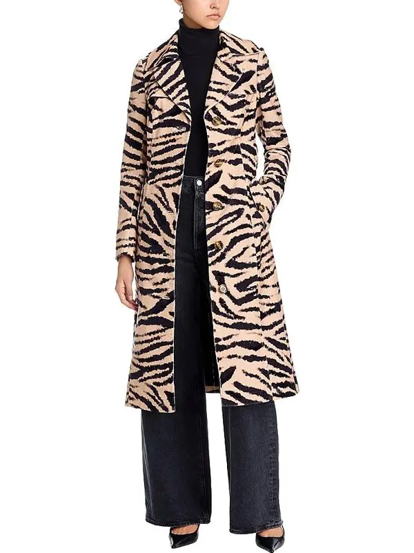 Cara Cara Karlie Zebra Velveteen Trench Coat - Zebra Blush