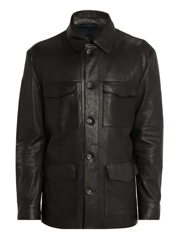 Giorgio Armani Nappa Leather Safari Jacket - Black