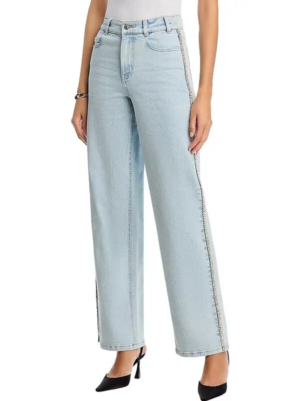 Generation Love Erika Crystal-embellished High-rise Jeans - Light Blue