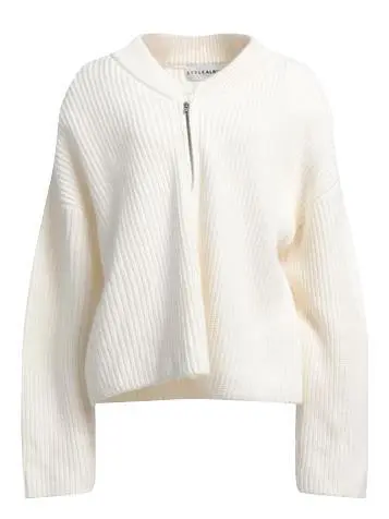 STYLEALBUM Sweater With Half-zip Neckline - White