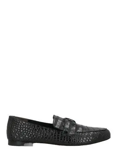 Tory Burch Leather Crocodile-print Loafers - Black