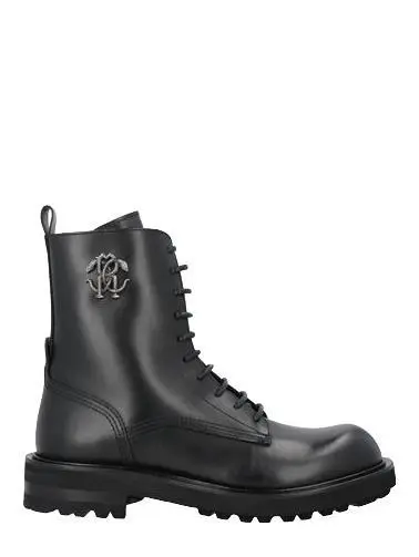 Roberto Cavalli Calfskin Ankle Combat Boots - Black