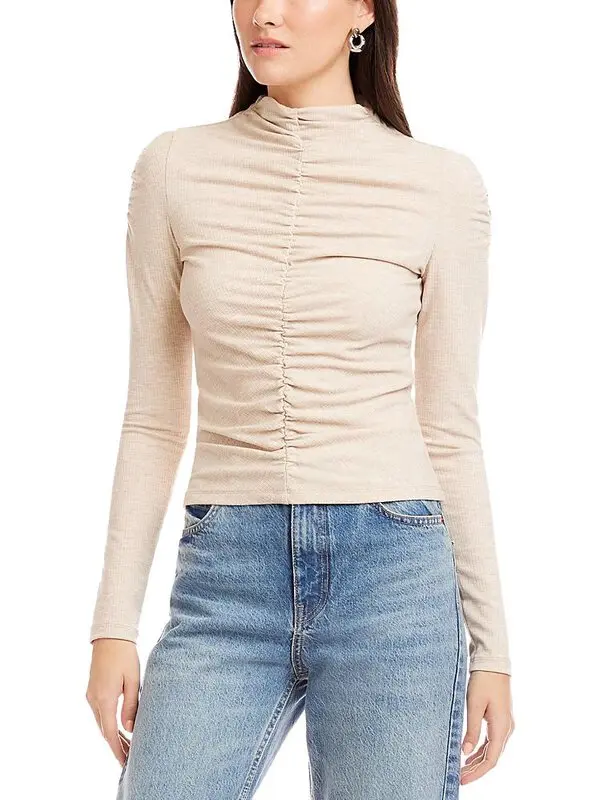 Fifteen Twenty Ruched Long Sleeve Top - Oat