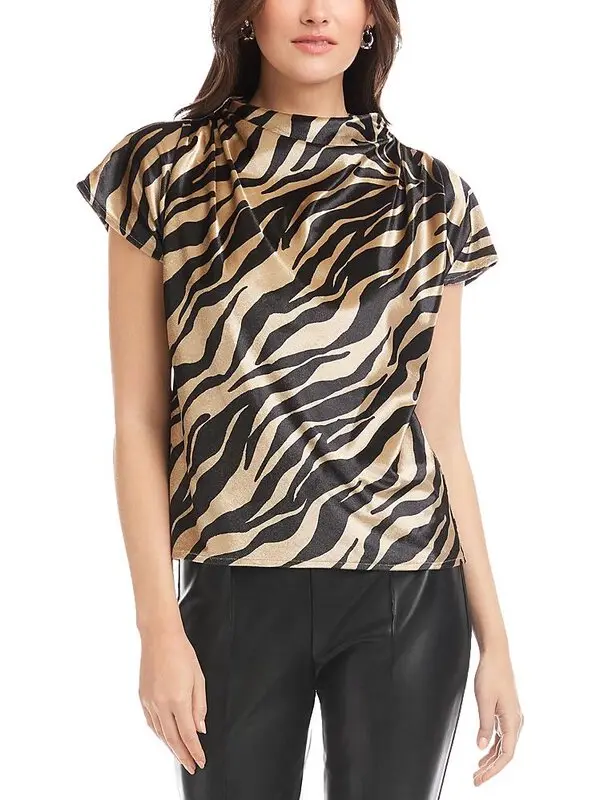 Fifteen Twenty Emmeline Velvet Top - Zebra