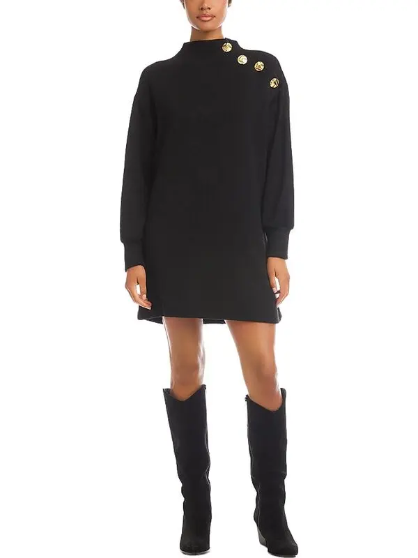 Fifteen Twenty Brenna Mock Neck Dress - Black