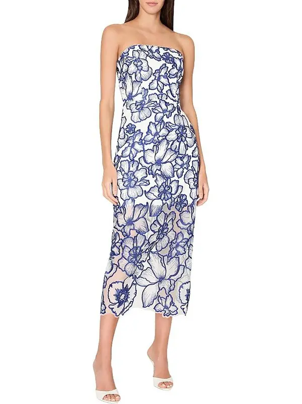 MILLY Kait Floral Garden Embroidery Dress - Blue/white